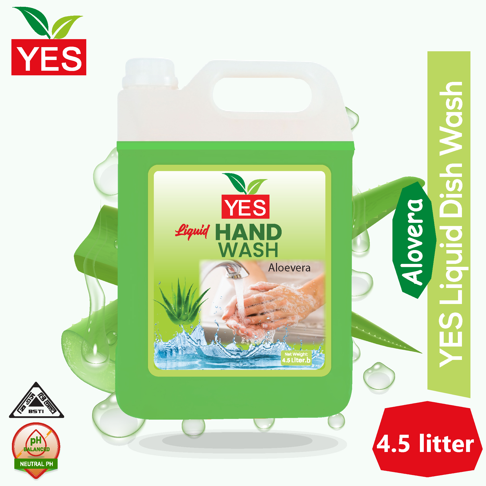 Yes Hand Wash Liquid Alovera - 4.5 Ltr. | Daraz.com.bd