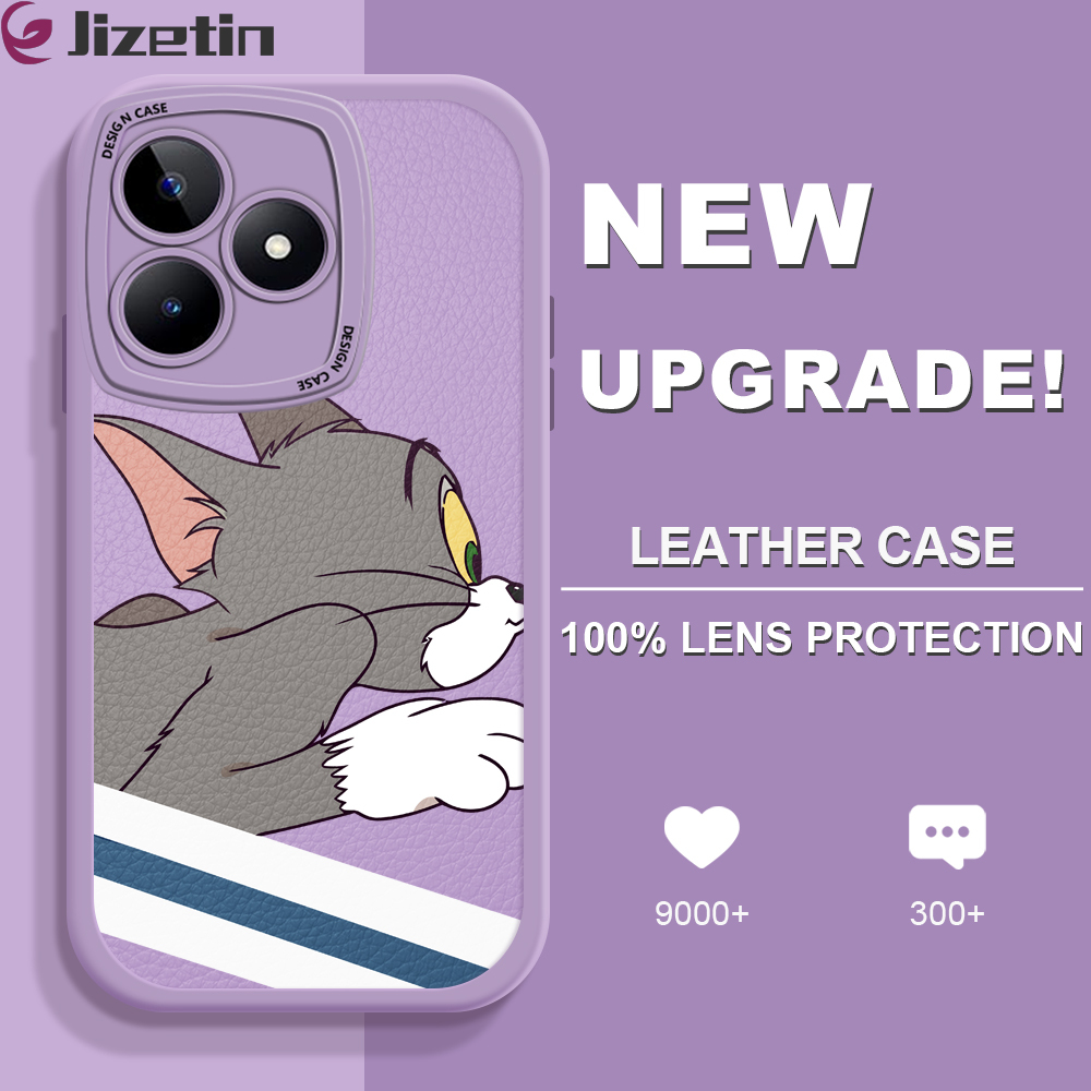 Jizetin for Realme C53 C51 / Narzo N53 Note 50 Back Cover Cartoon Happy Playmate Lambskin ...