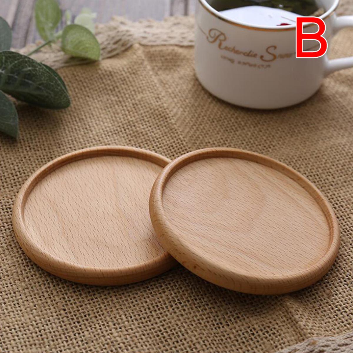Natural Beech Wooden Coaster Drink Mat Cup Pad Round Square Heat ...