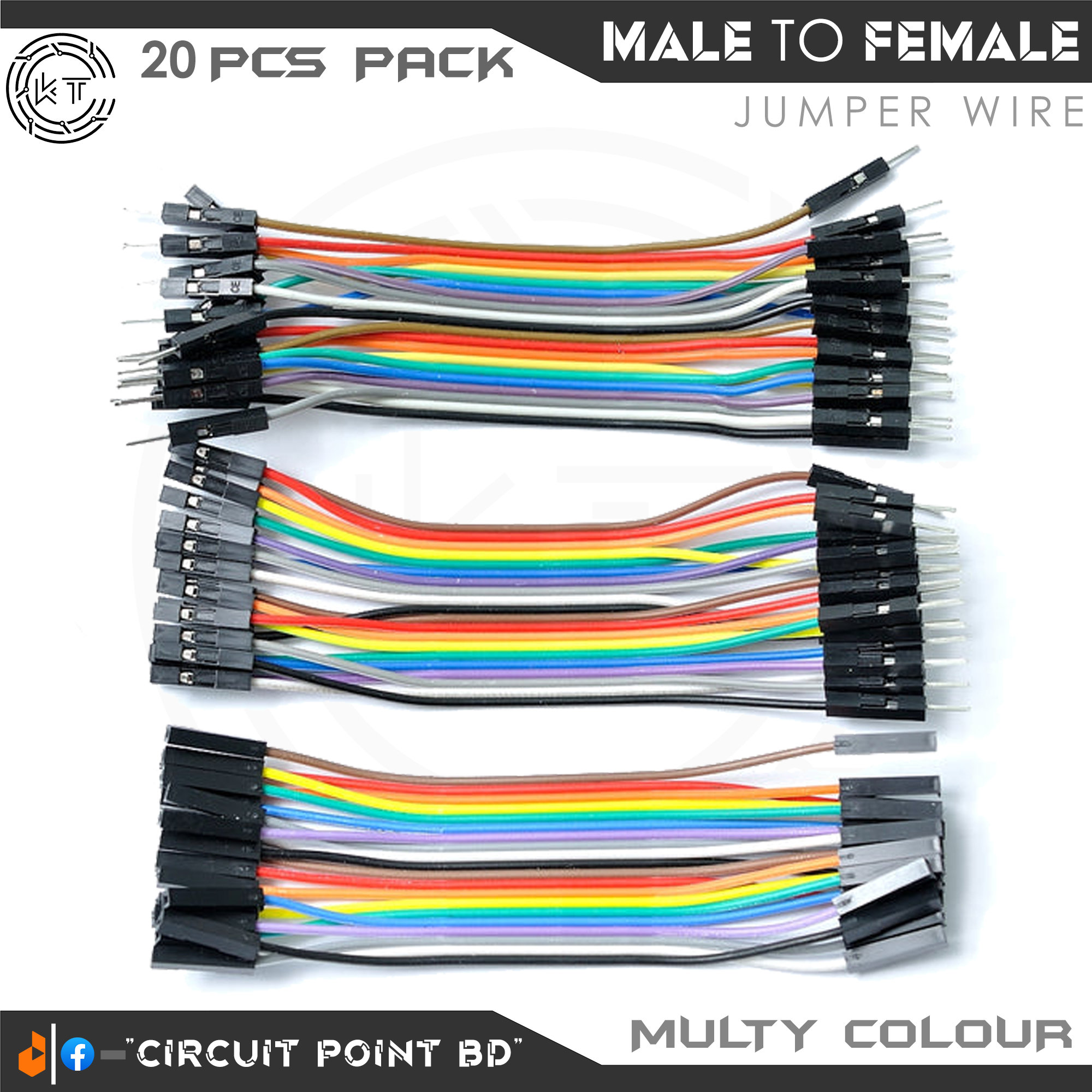 20Pcs Male to Female / Female to Male Jumper Wire Cable Multycolour ...