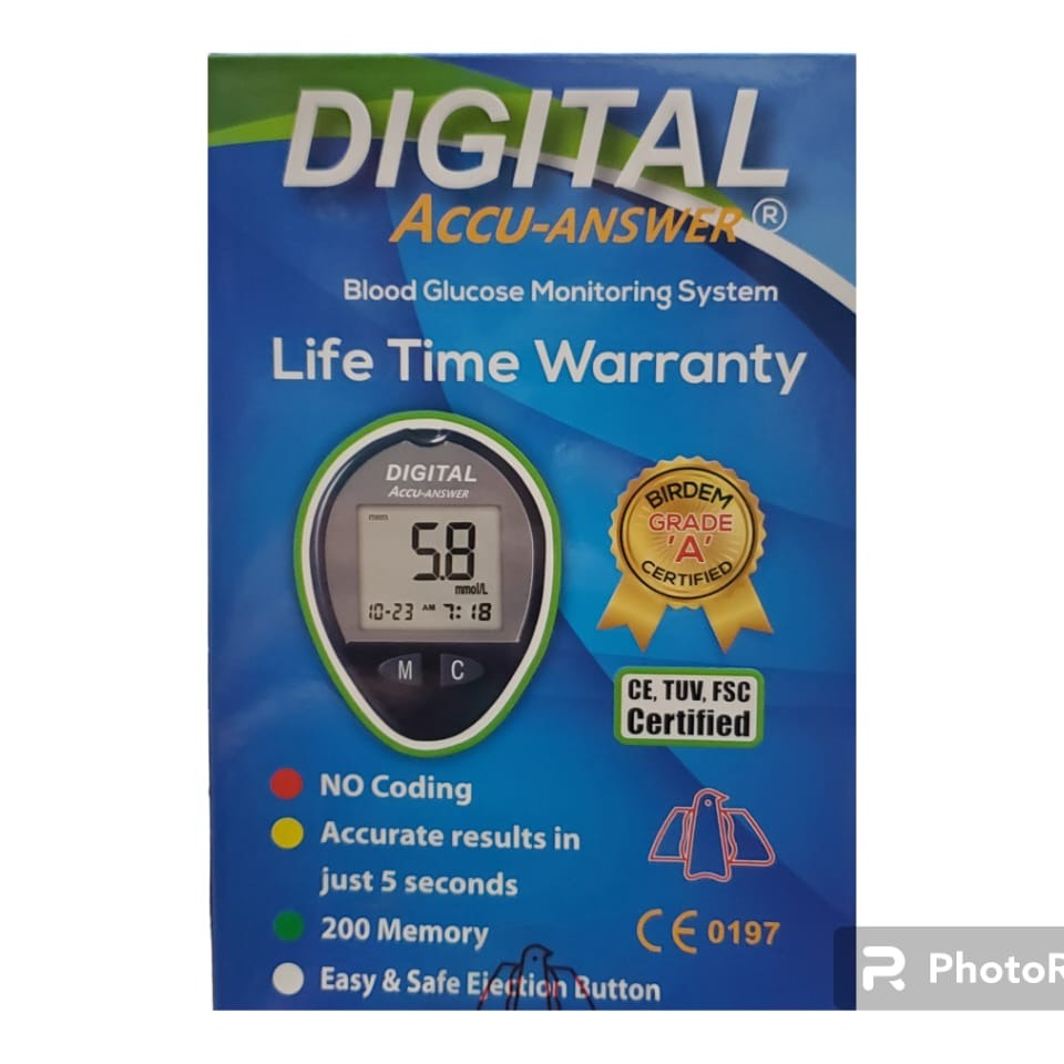 Digital Accu Answer Blood Glucose Monitor / Diabetics Machine/Premium ...