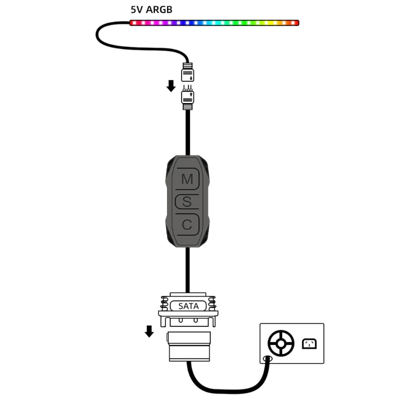 ARGB Controller 5V 3-pin to SATA Power Supply Mini RGB Controller 3PIN ...