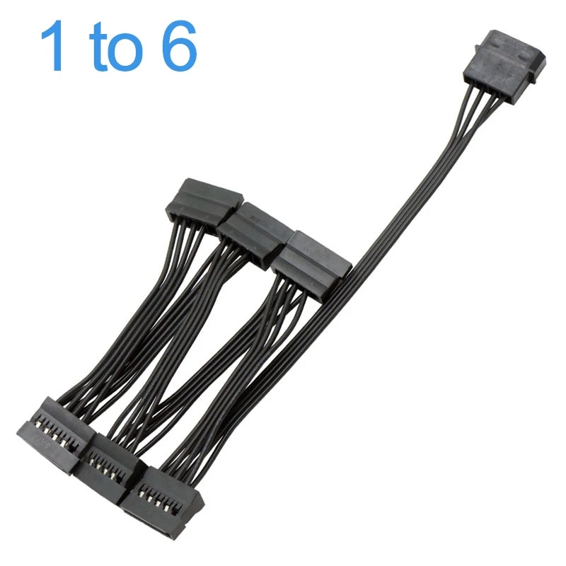 4Pin Hard Drive Power Cable 1 Male To 3/4/5/6 Female Splitter Adapter ...