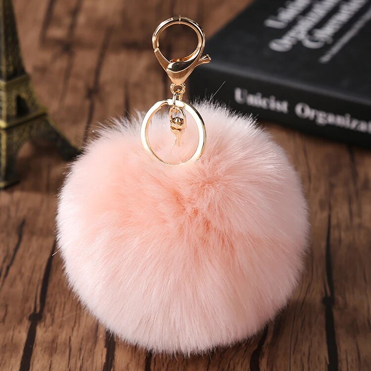 Trinket Fluffy Artificial Rabbit Fur Ball Key Chain 8cm Pompons ...