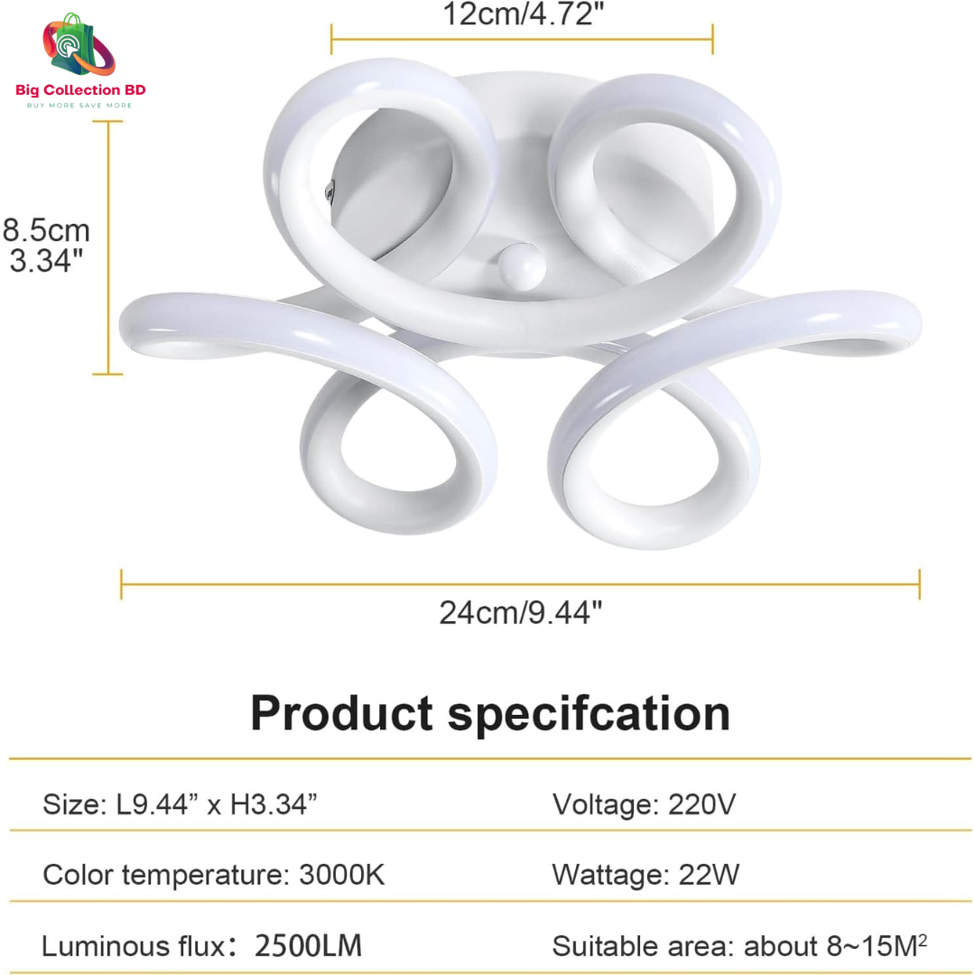 Modern Aisle LED Ceiling Light, Creative Aluminum Curved Ceiling Lamp 32W White/Black Ceiling ...