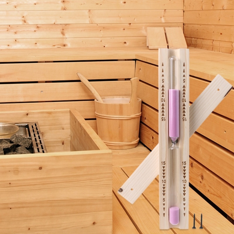 Deluxe Cedar Wall-Mounted Rotating Sauna Sand Timer- 15 Minutes- Sand ...