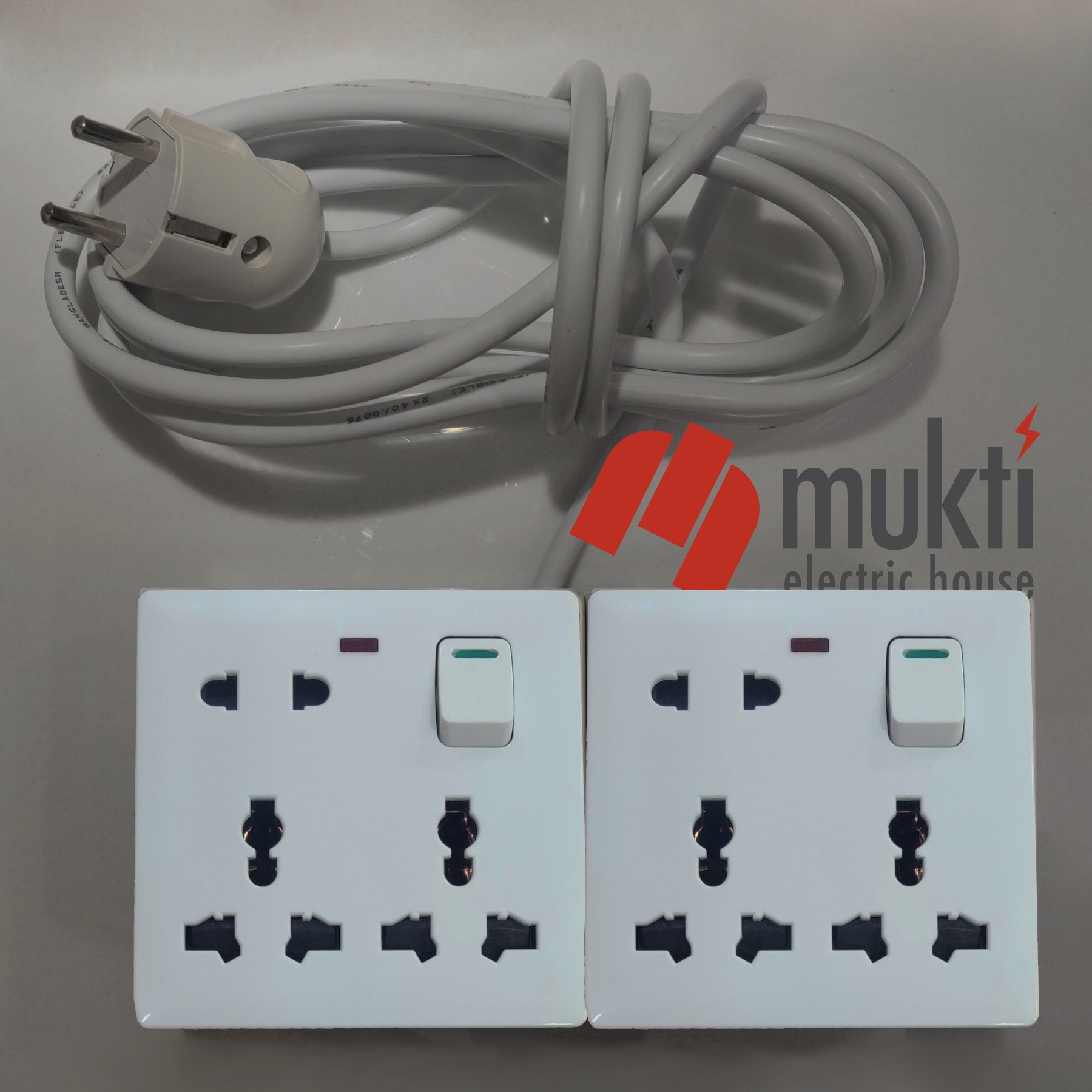 Multi Plug Custom Made 8 Pin 2 Gang Point Extension Socket with Switch ...