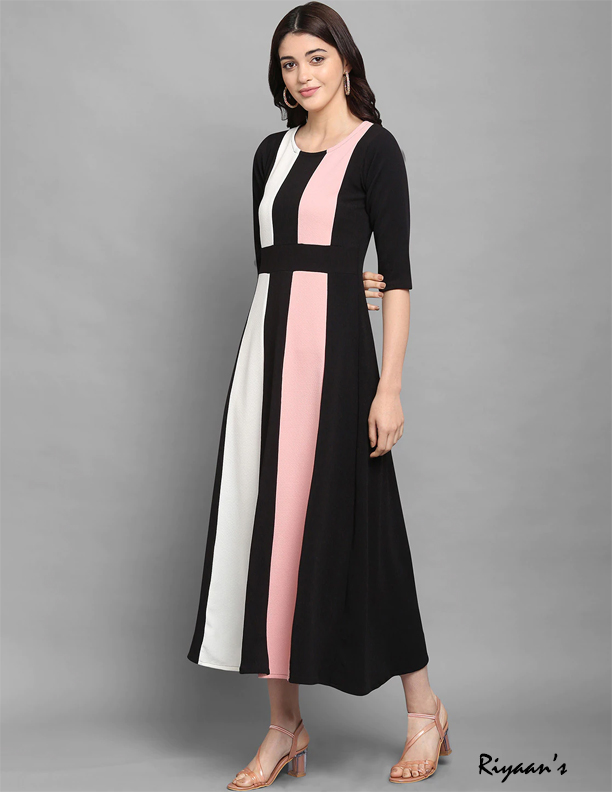 Trendy & Beautiful Round Neck Western Long Frock For Girls & Women ...