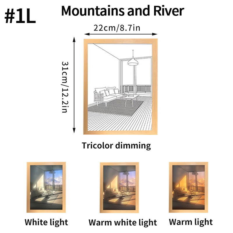 Decor Led Light Painting Indoor Sunlight Window Wooden Photo Frame ...
