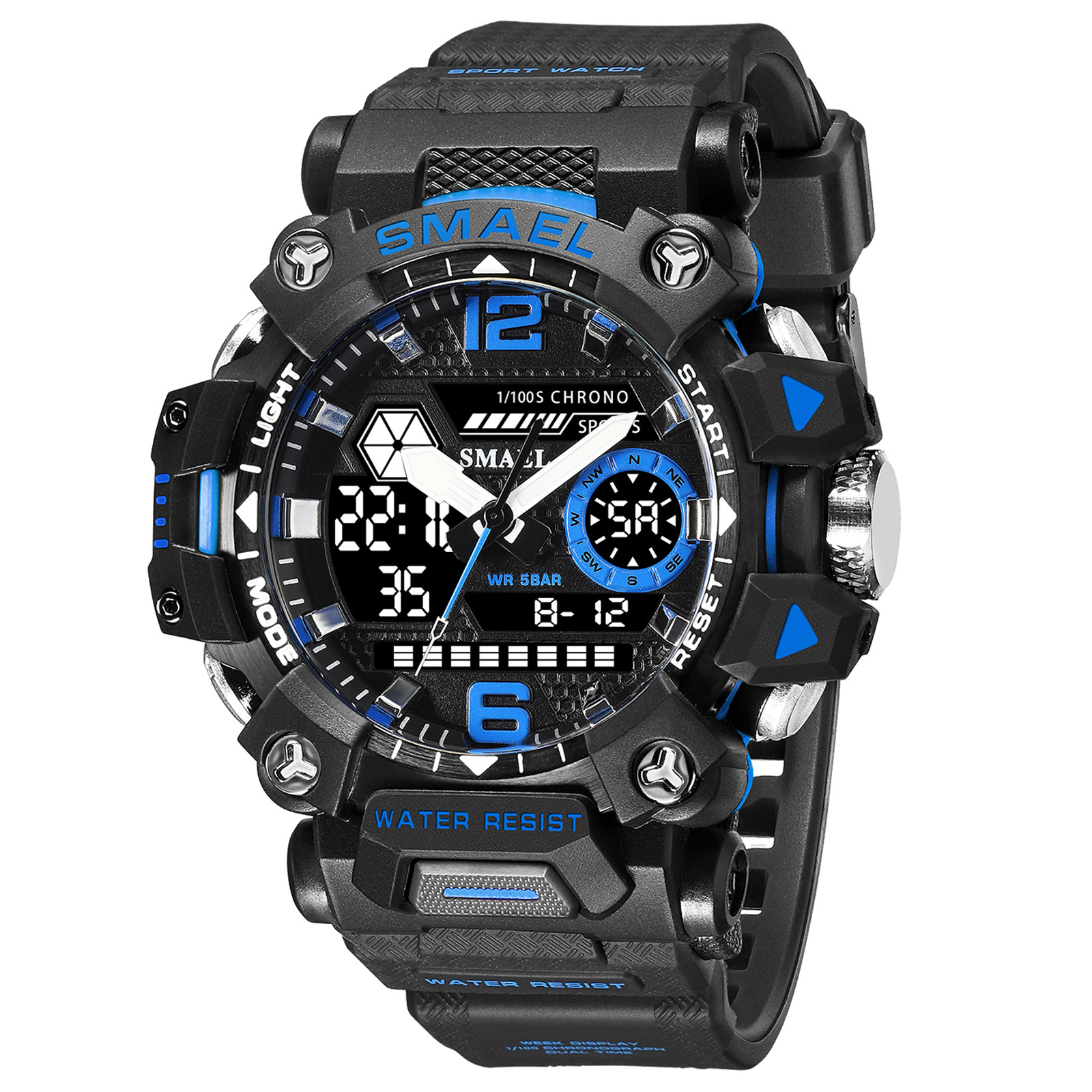 SMAEL SMAEL Men's Tactical Watch Functional Large Dial Calendar ...