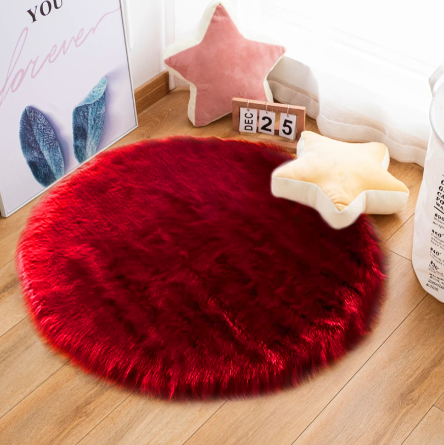 Soft Fur Carpet Circle shape Fluffy Rugs, Hairy Fur Rugs Washable Round ...