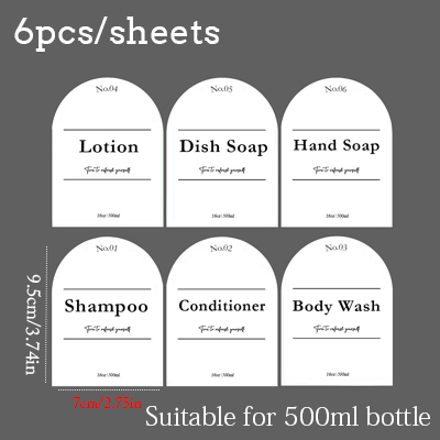 Bathroom Labels Sticker Set Shampoo and Shower Gel Dish Soap Dispenser ...