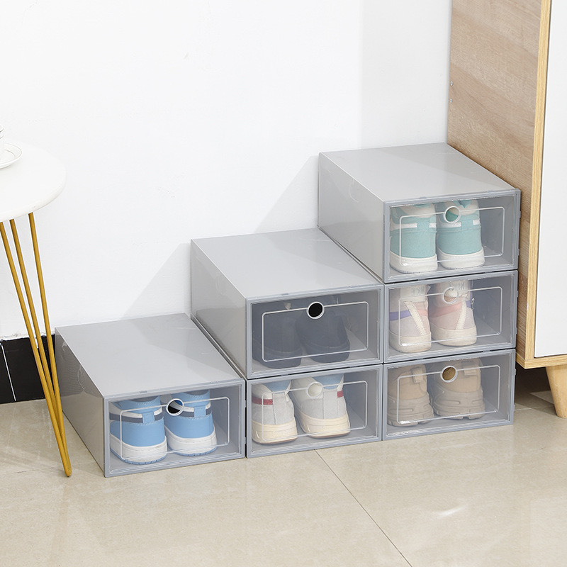 New shoe box opaque plastic dust-proof shoe box apple hole flip shoe ...