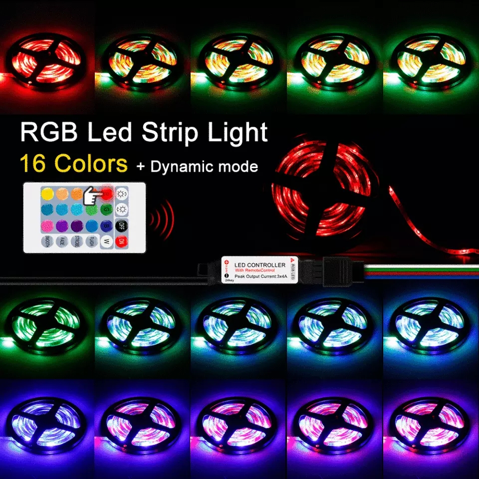 16 Feet Rgb Remote Control Led Strip Light - Rgb Light | Daraz.com.bd