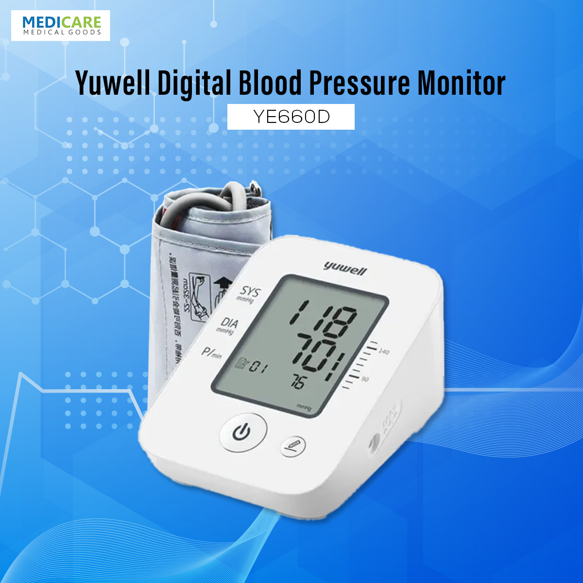 Yuwell Digital Blood Pressure Monitor (YE660D) | Daraz.com.bd
