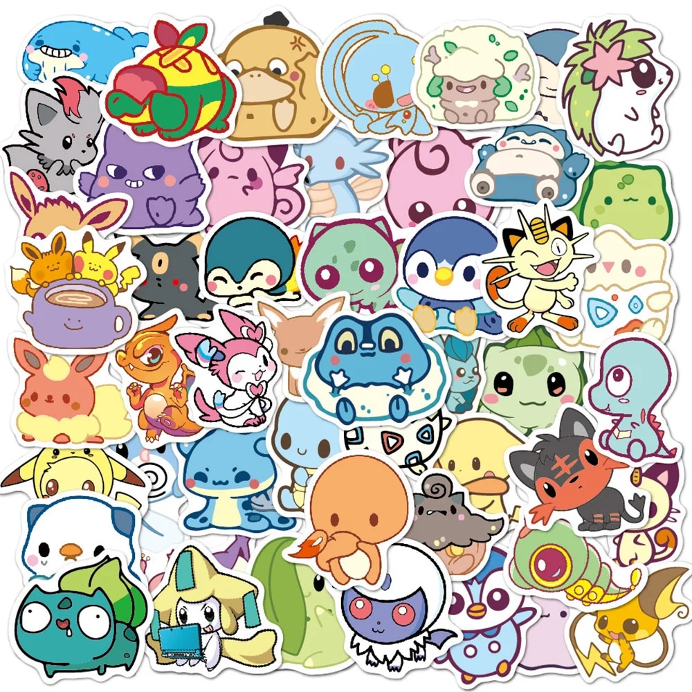 50/100pcs Cute Cartoon Pokemon Anime Stickers Pikachu Decals Motorcycle ...