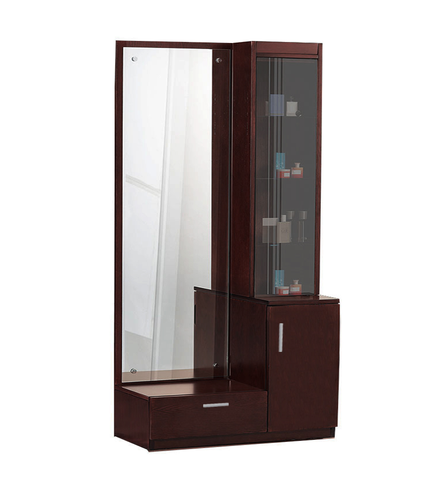 Walnut finish full view mirror Dressing table with side glass ...