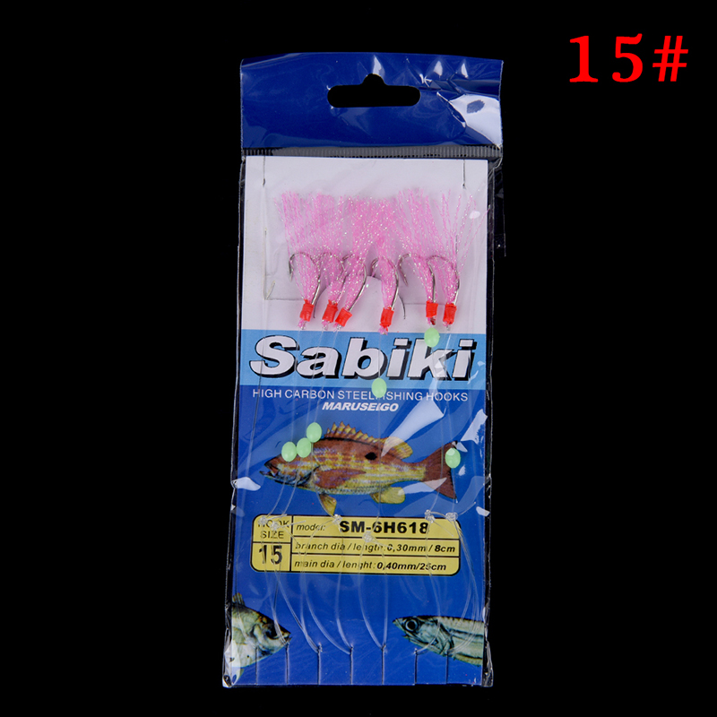 6PCS/Set Long Wire Bait luminous Fishing Lures Line String Carbon Steel ...