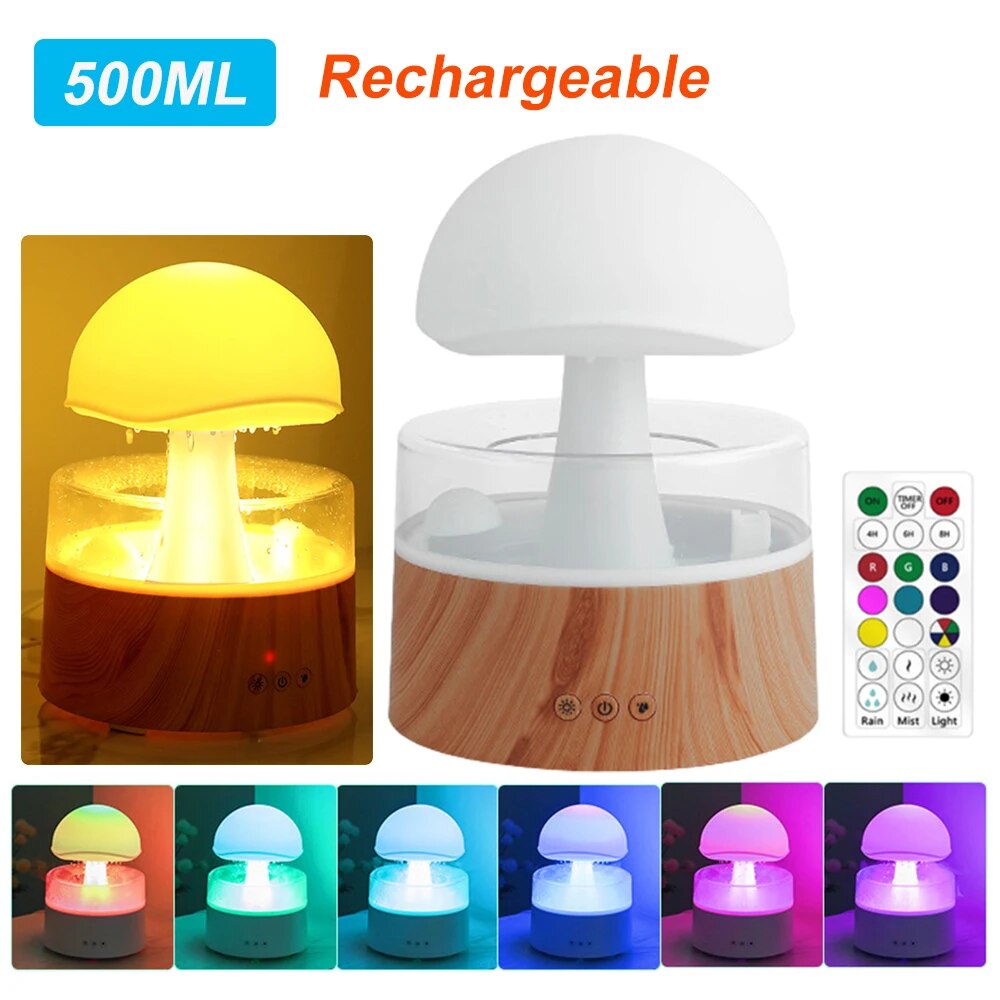 Mushroom Air Humidifier Home Bedroom Aromatherapy Lamp Calming Water ...