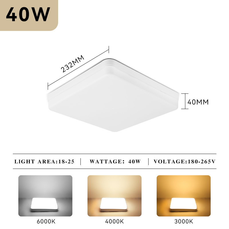 Surface Mounted LED Ceiling Lights Square Fixture Daylight Warm White ...