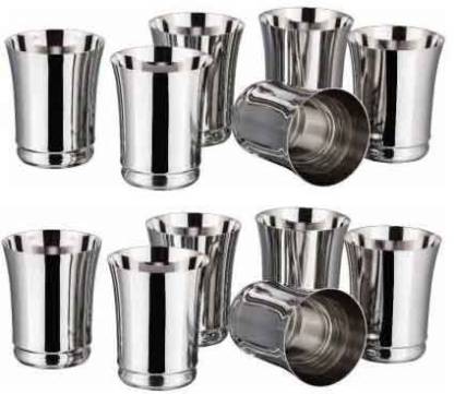 Stainless Steel Glass set ( Pack of 12 ) Glass Set (360 ml, Steel ...