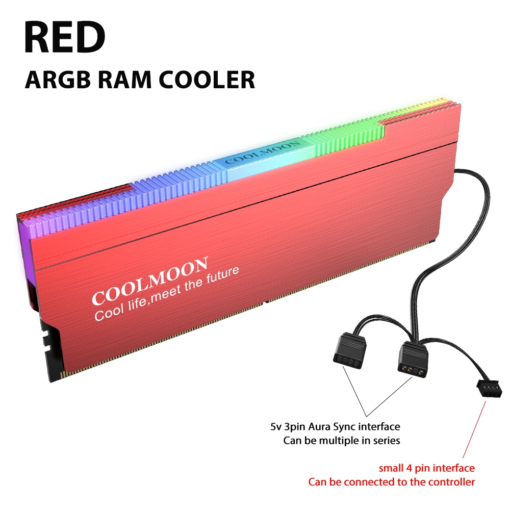 COOLMOON DDR1 DDR3 DDR4 RGB RAM Cooling Heatsink 5V 3PIN ARGB AURA SYNC ...