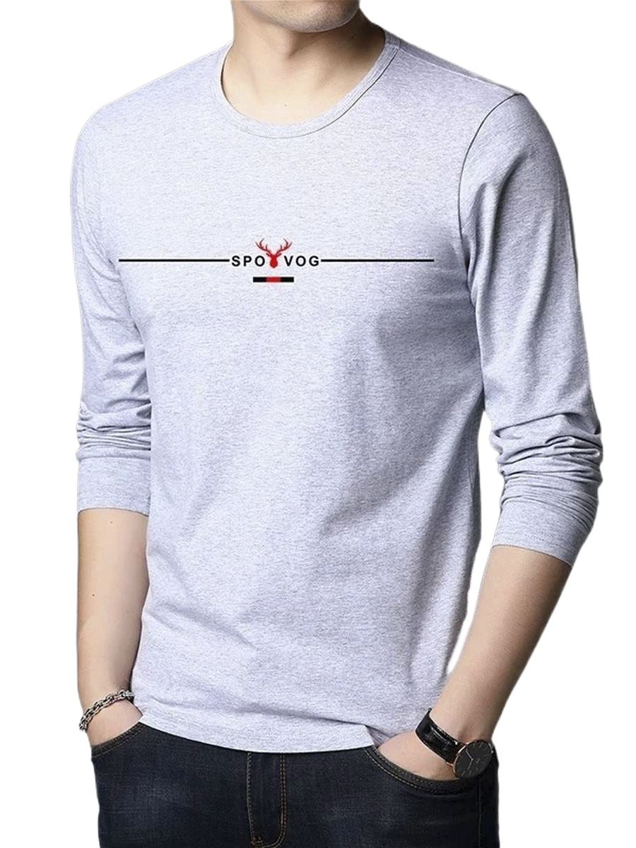 GREY COLOUR COTTON EXPORT QUALITY SMART LONG SLEEVE T- SHART FOF MEN ...