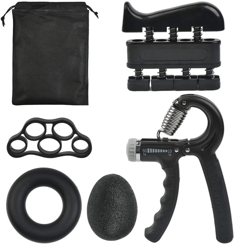 Hand Grip Strengthener (5 PC) Adjustable Hand Gripper 10-60 KG, Finger ...