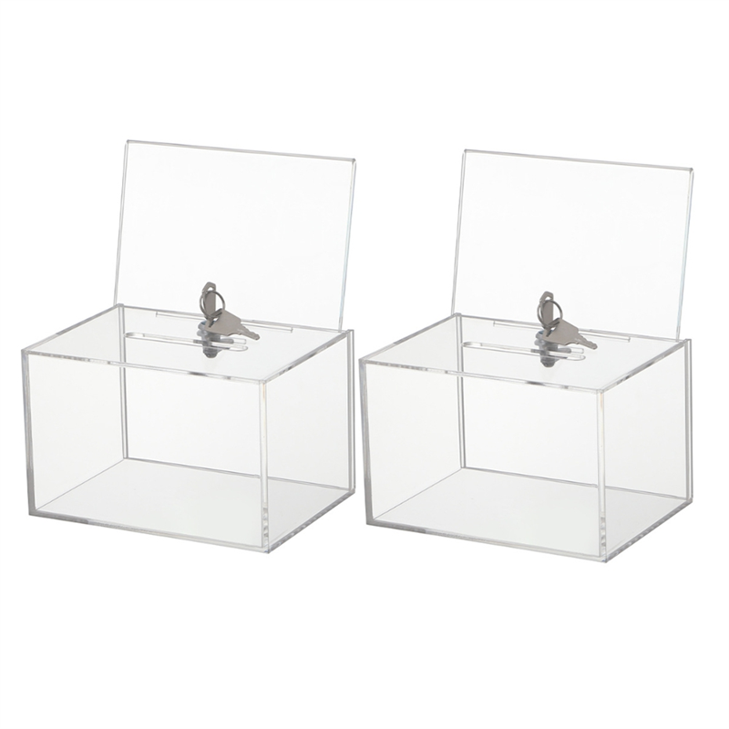 Transparent Donation Box with Lock Money Collection Box Ballot Box ...