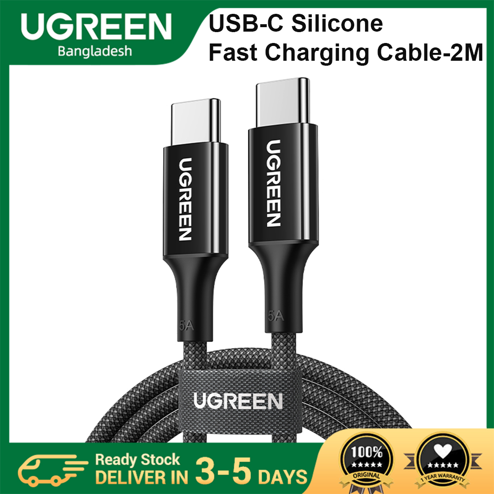 UGREEN US557 USB-C Silicone Fast Charging Cable - 1M/2M - Black/White ...