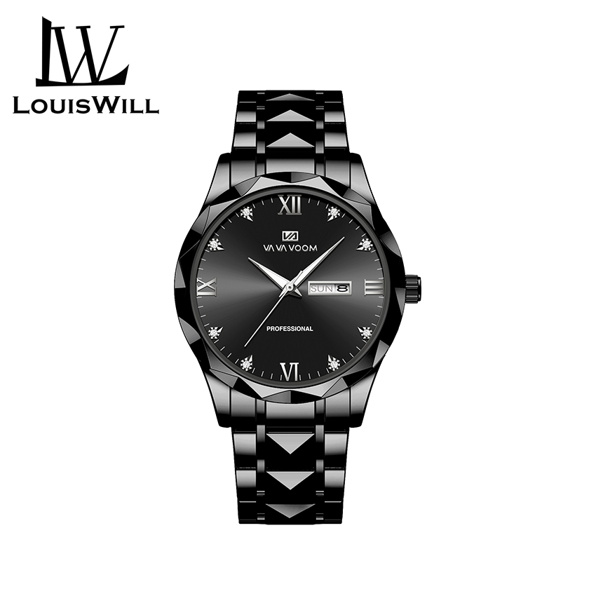 LouisWill Men Watch Men's Fashion Simple Double Calendar Three-Eyed ...