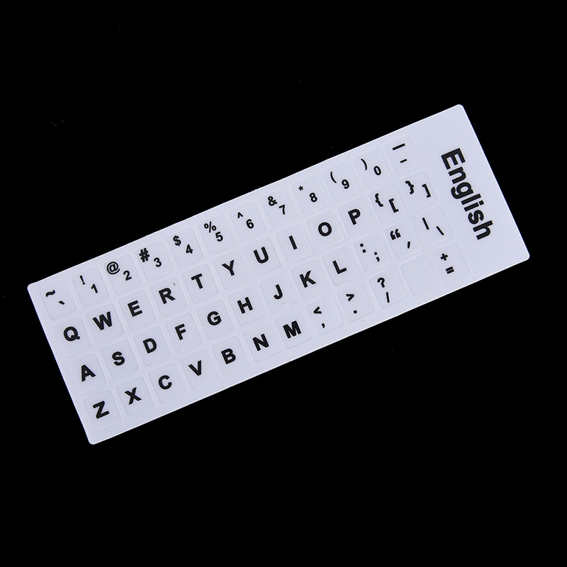 English Keyboard Replacement Stickers White on Black Any PC Computer ...