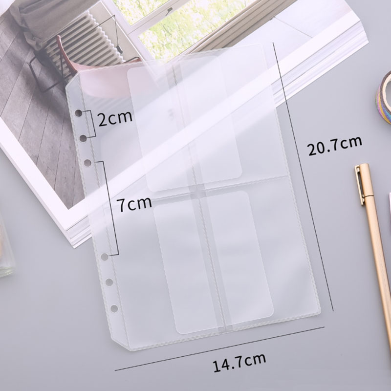 12pcs A5 A6 PVC Standard 6 Holes Transparent Bag Card Holder Pockets ...