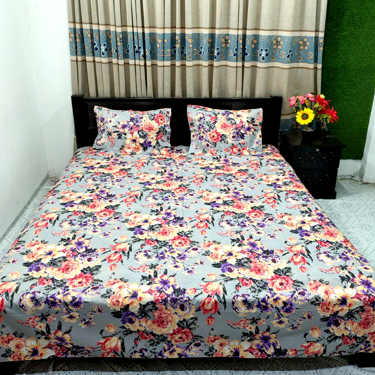 AC HOME TEX King Size Bed Sheet With Two Pillow Covers,বিছানার চাদর bed ...