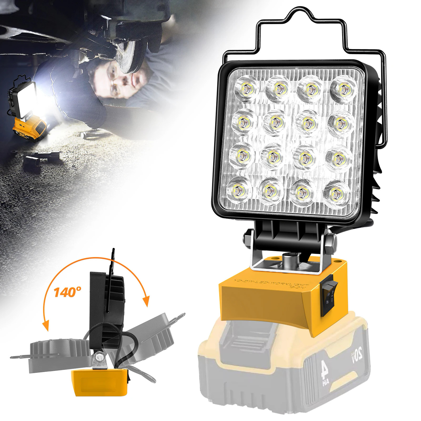 Portable 48W LED Work Light Cordless Work Light with 360° Adjustable ...