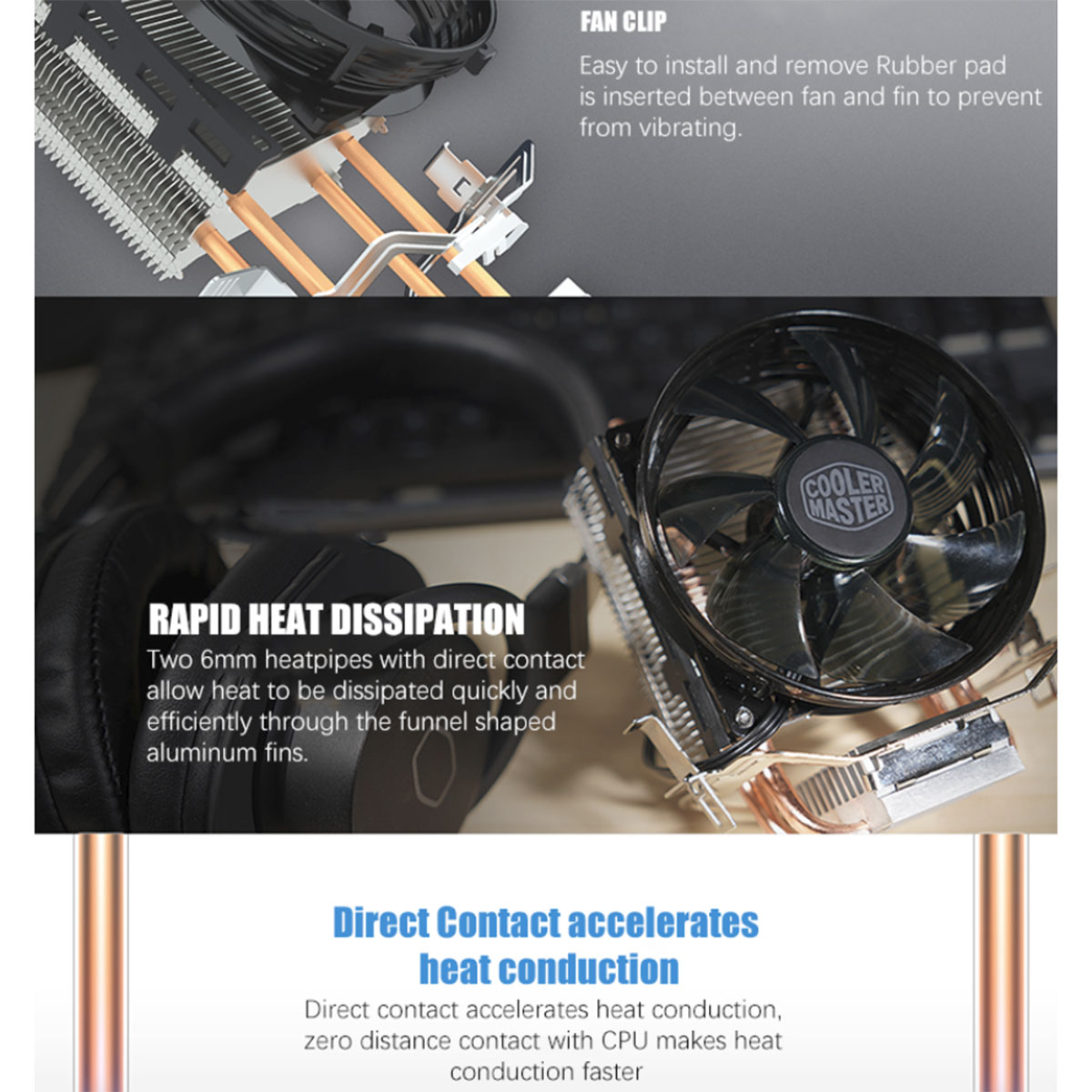 Cooler Master Hyper T20 CPU Cooler For I3 And I5 Processor With Red LED