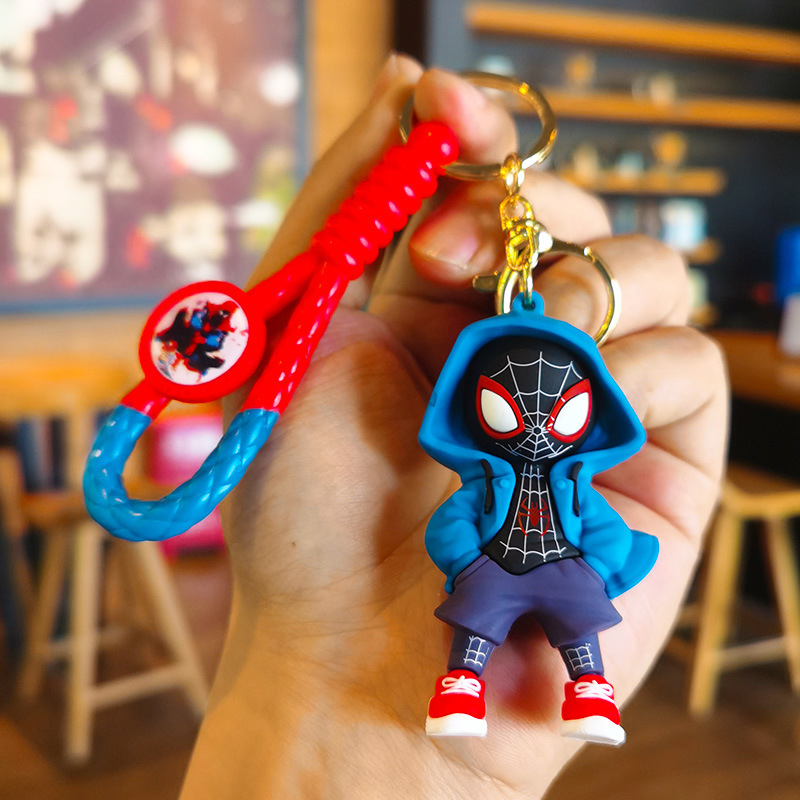 Cute Cartoon Spiderman Silicone Keychains Marvel Superhero Pendant ...