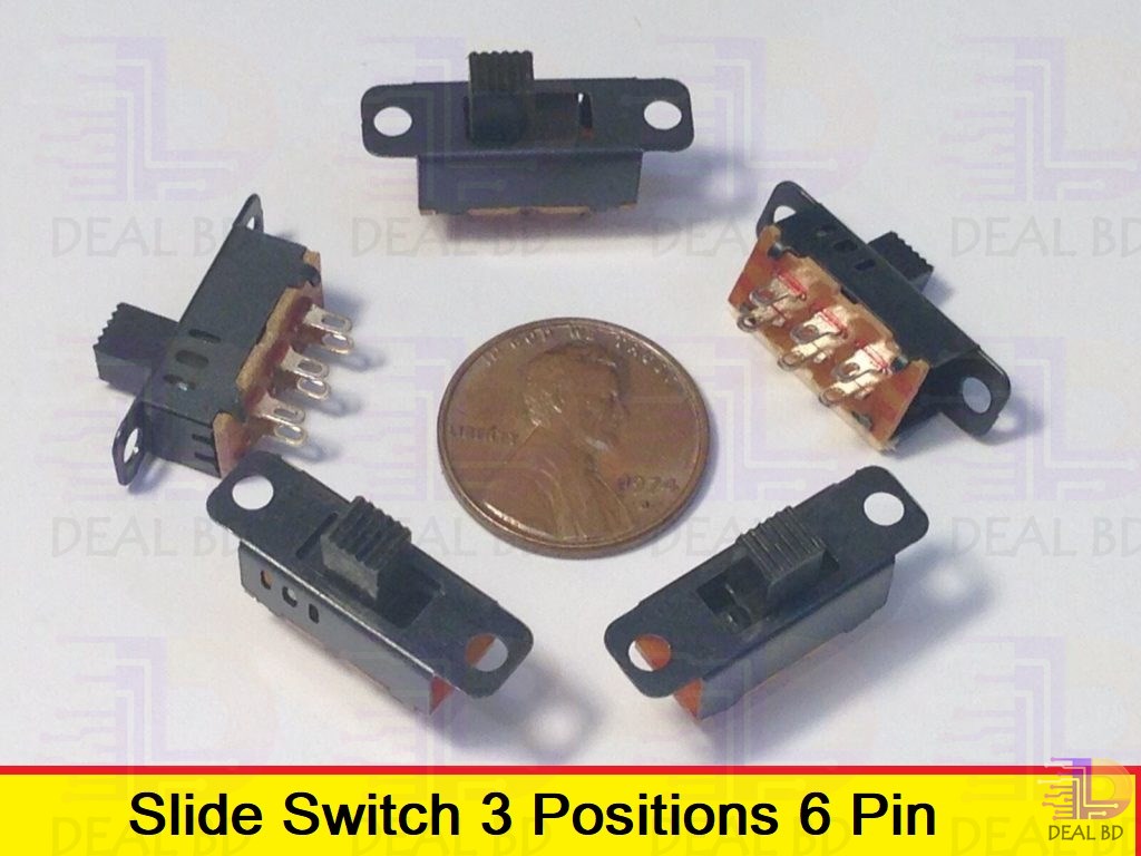 Slide Switch 3 Positions 6 Pin DPDT Panel Mounting-10Pcs | Daraz.com.bd