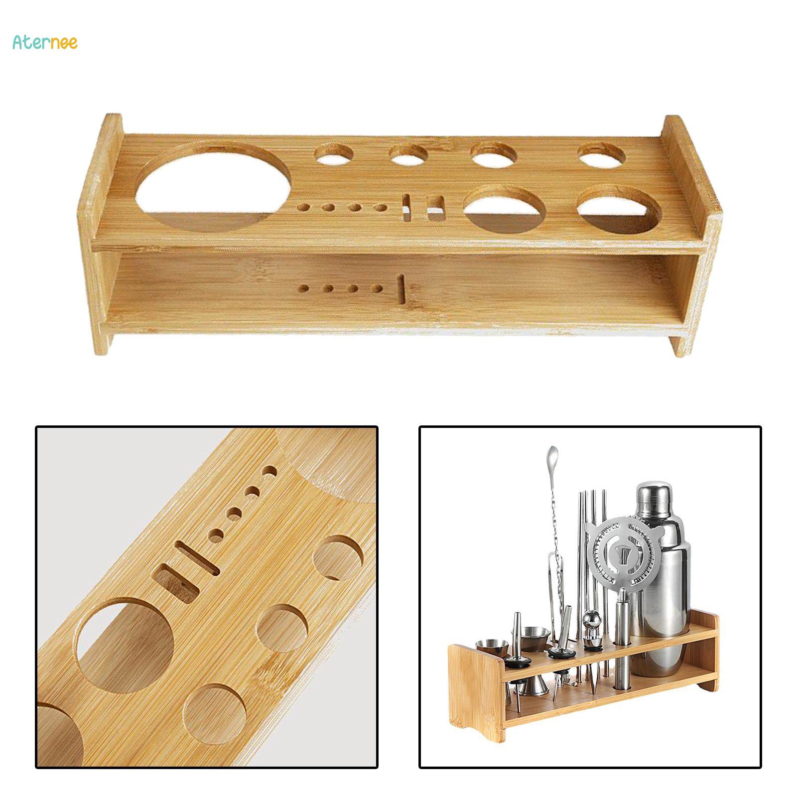 Bartender Kits Stand Cocktail Bartending Set Wooden Stand Practical ...