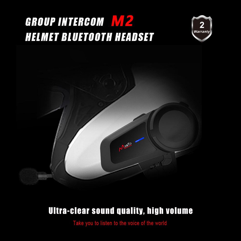 MAXTO M2 Waterproof Motorcycle Helmet Headset 6 Riders Group Talking ...