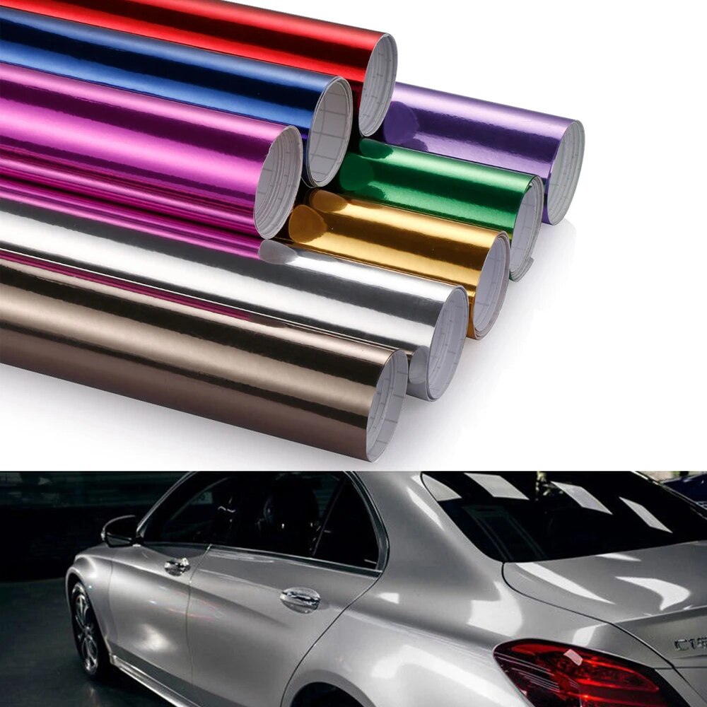 【Daily Deals】 10/30x100cm Chrome Vinyl Wrap Film Car and Decals DIY Car ...