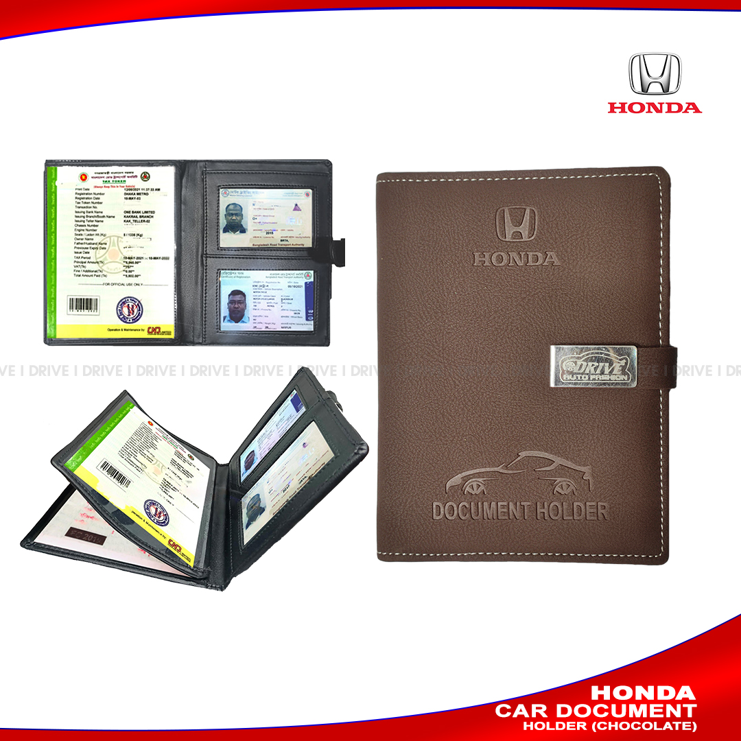 HONDA CAR DOCUMENTS HOLDER-CHOCOLATE,CAR PAPER BAG, DOCUMENT COVER, CAR ...