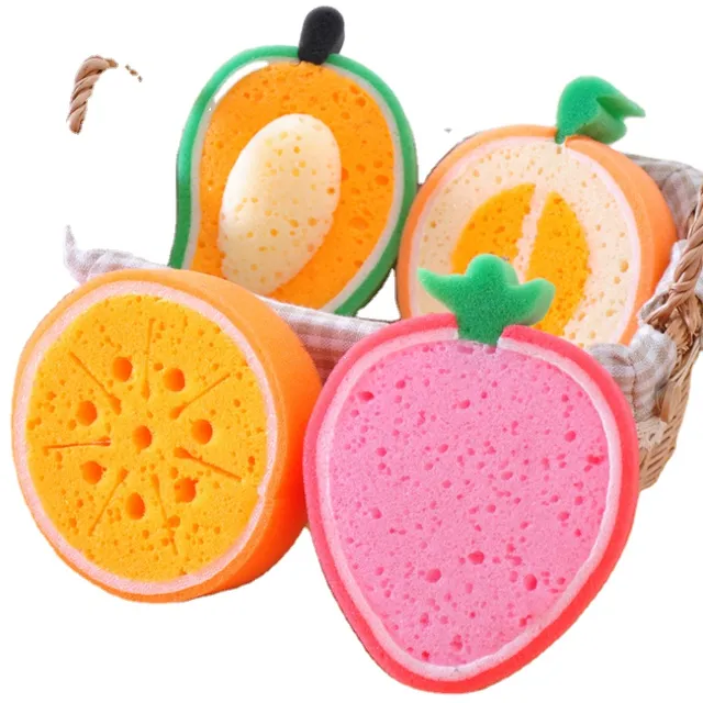 Cute Fruit Sponge Kitchen Thickened scouring pad decontamination brush ...