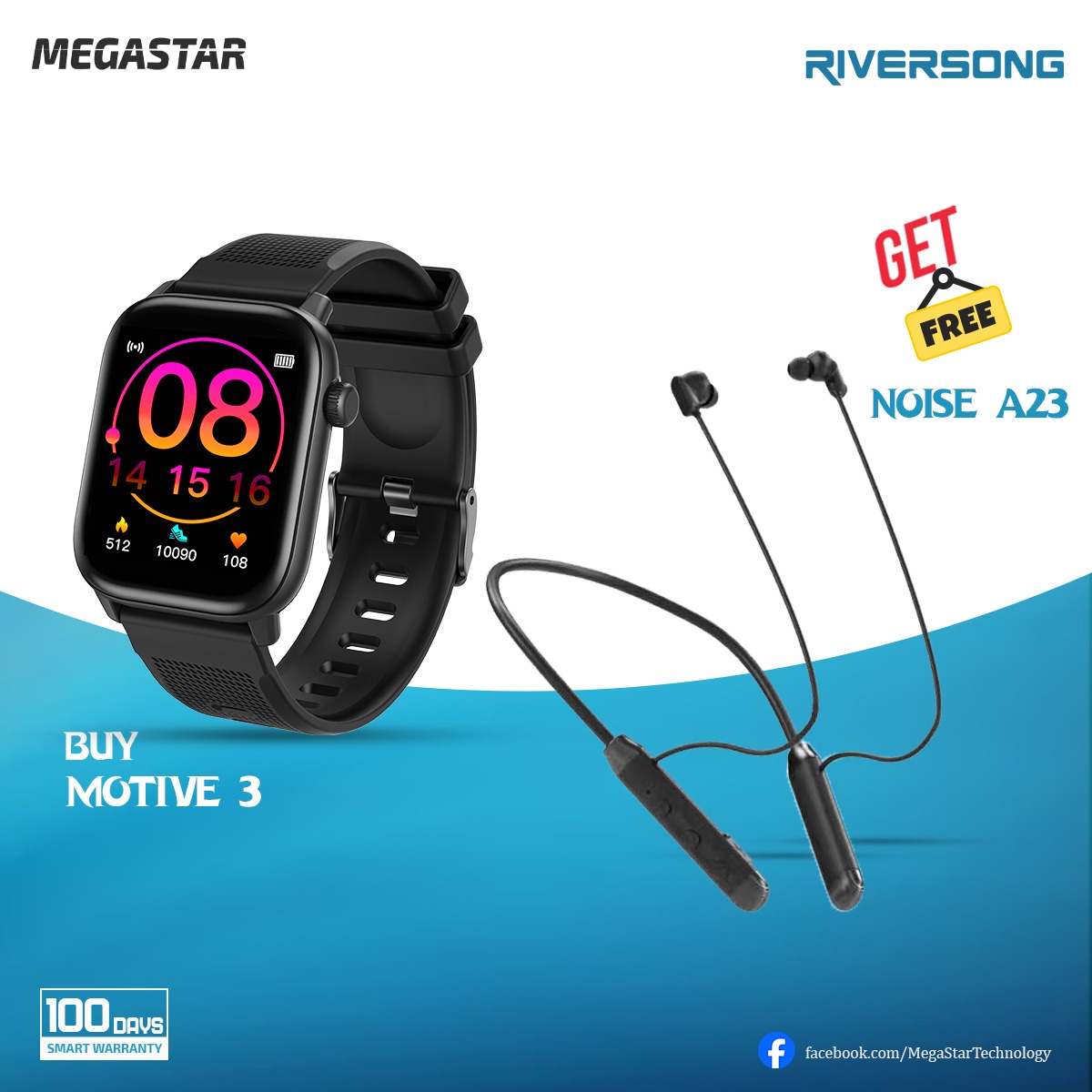 Riversong Motive 3 Smart Watch Get Free Noise A23 Neckband | Daraz.com.bd