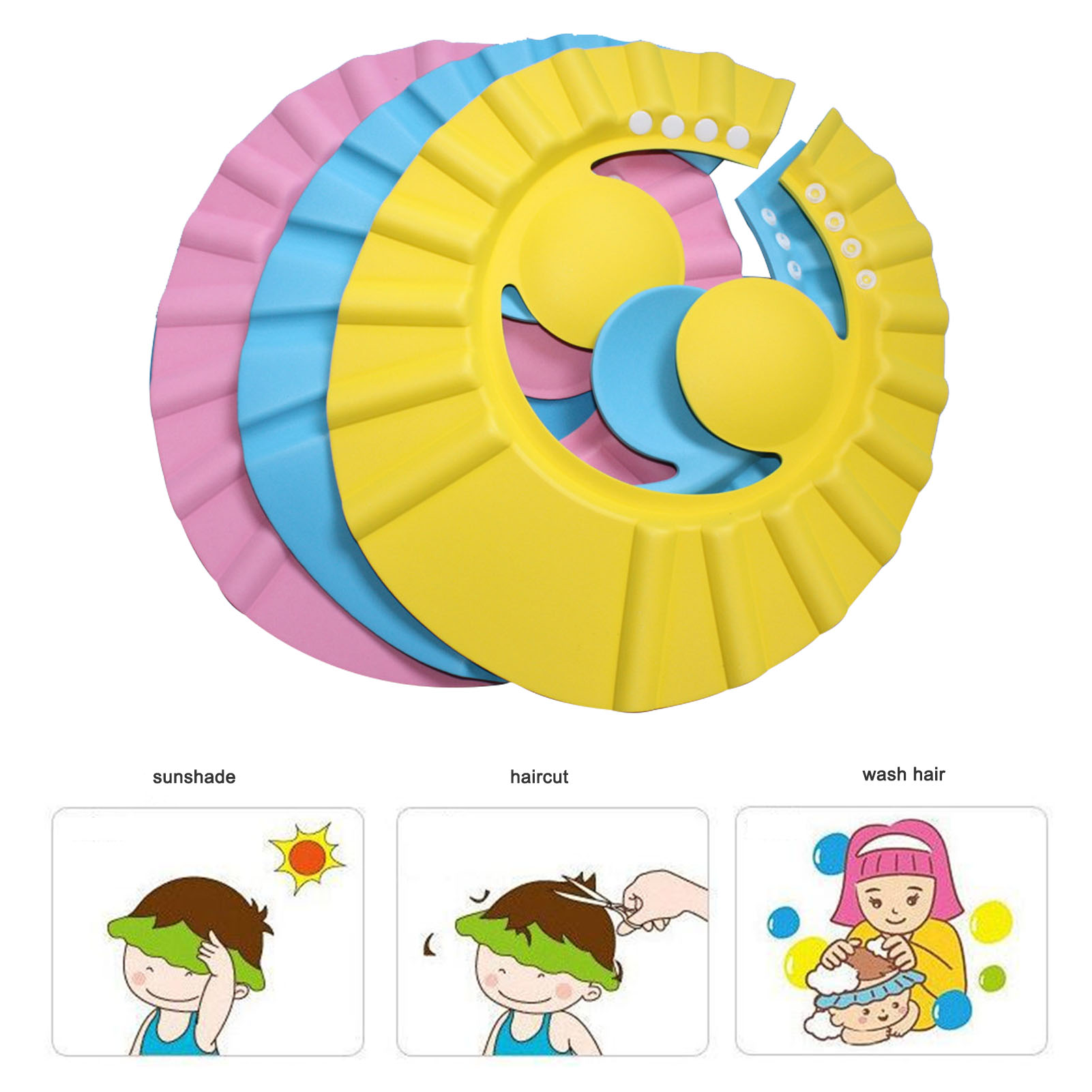 1 pcs Adjustable Baby Shower Cap Newborn Hair Washing Cap Kids Hearing ...