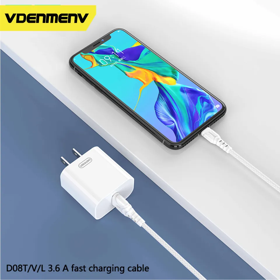 VDENMENV D08V 3.6A Data Cable 1Meter Micro