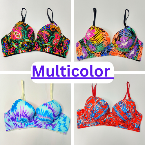 Multicolor Printed Push Up Foam Bra for Women and Girls - Fitting and ...
