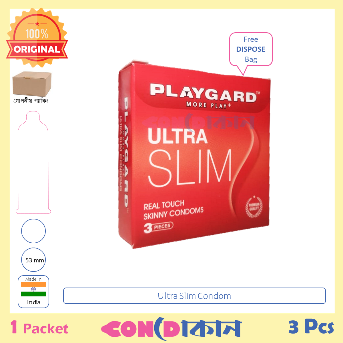 Playgard Ultra Slim/Thin Real Touch Skinny condoms 1 pack (3pcs ...