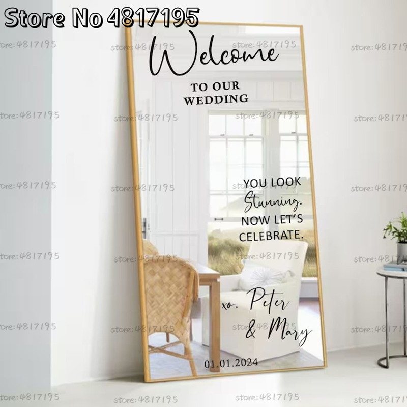 Welcome To Our Wedding Mirror Decal Sticker Custom Mirror Lettering ...