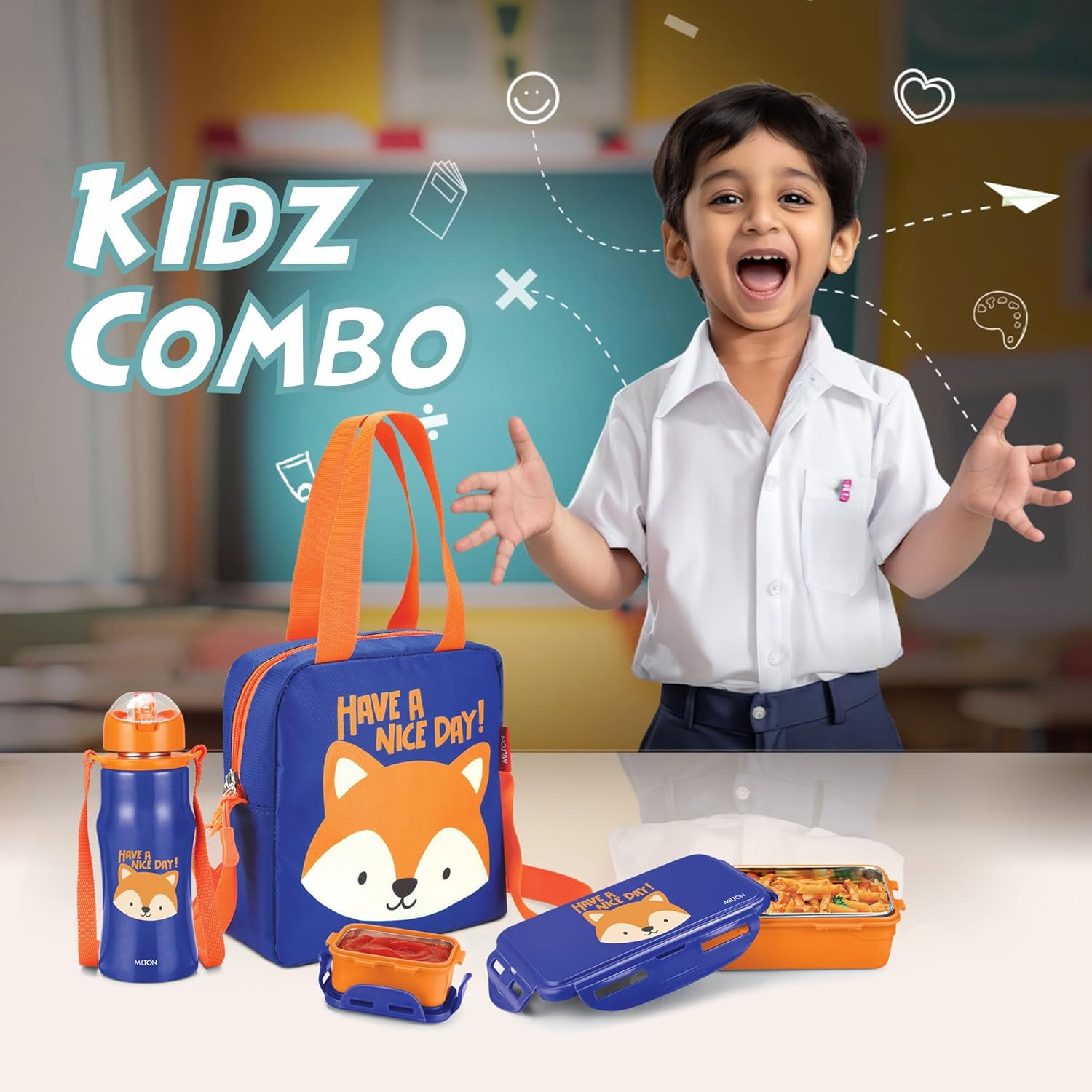 3 In 1 Kids Combo Lunch Box Set With Water Bottle & Insulated Bag ...